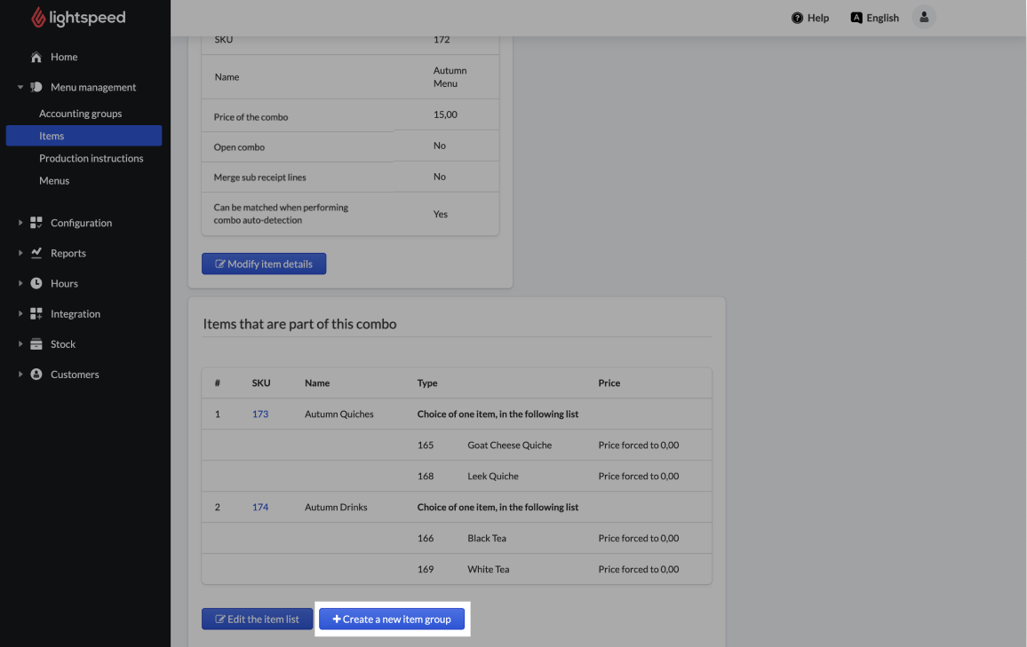 Creating combos – Lightspeed Restaurant (K-Series)