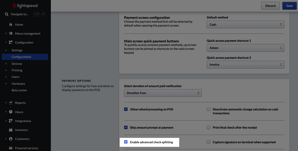 Check splitting – Lightspeed Restaurant (K-Series)