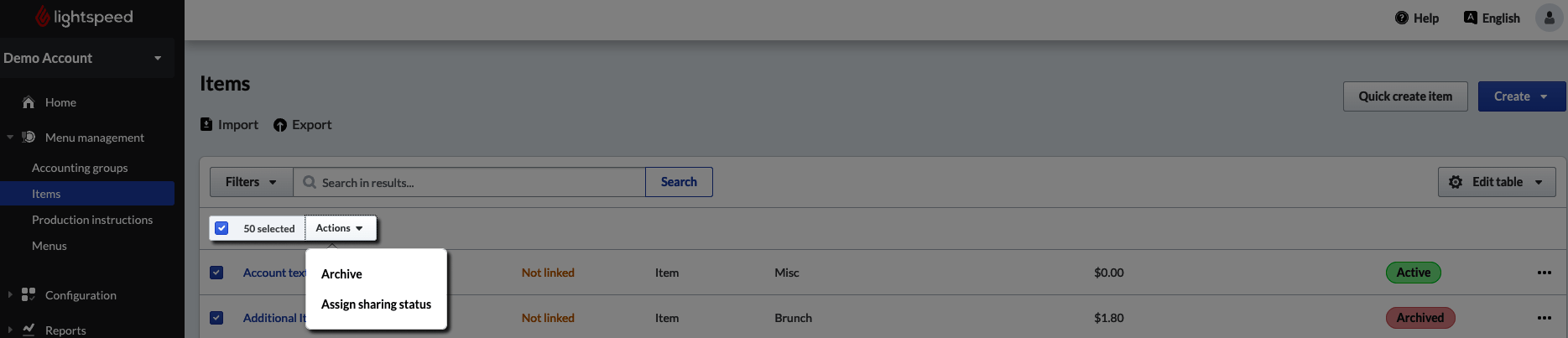 Creating and editing items – Lightspeed Restaurant (K-Series)