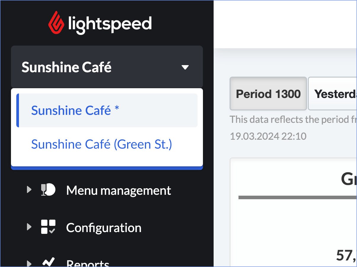 Navigating business locations – Lightspeed Restaurant (K-Series)