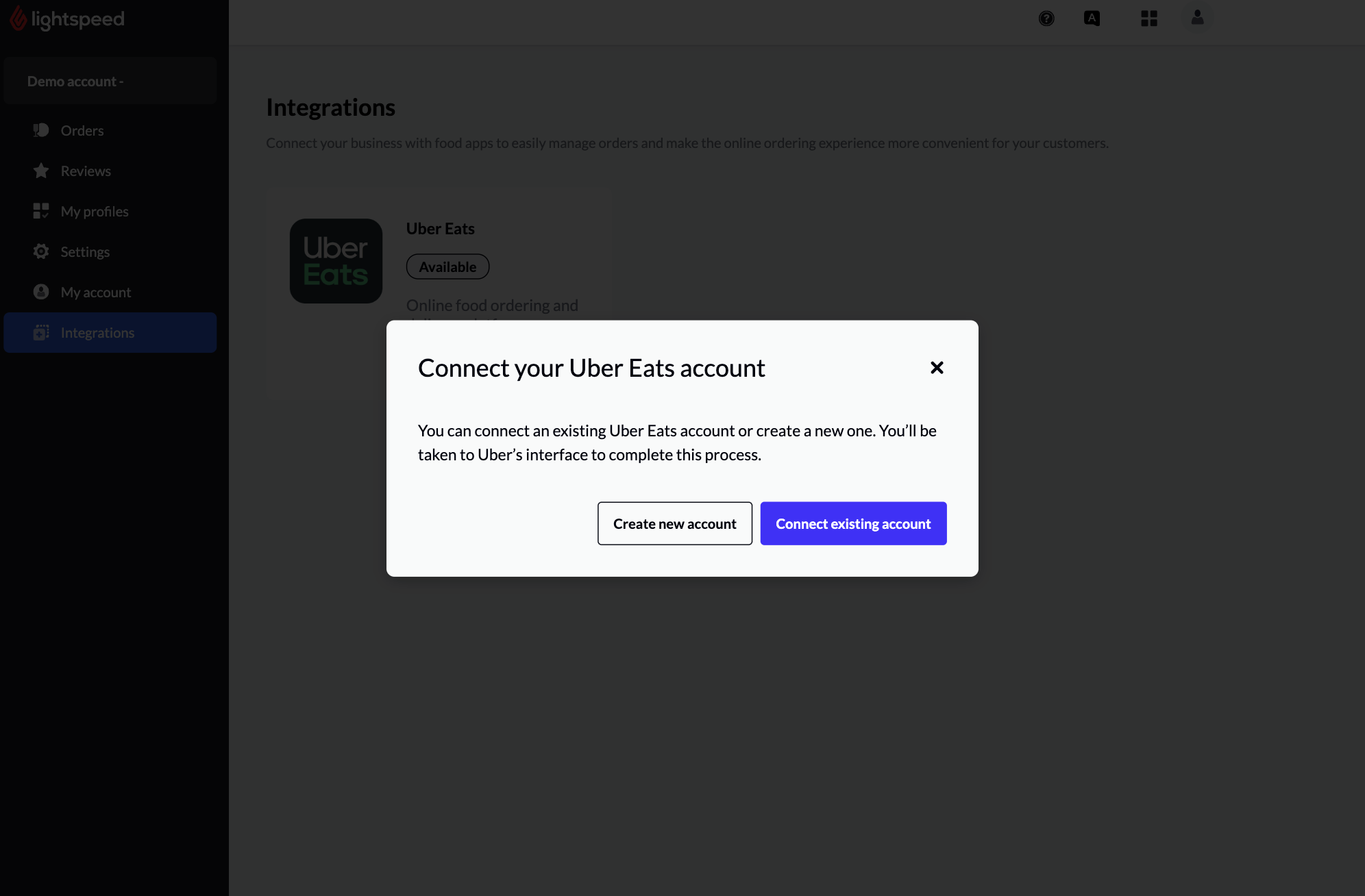 Setting up the Uber Eats integration – Lightspeed Restaurant (K-Series)