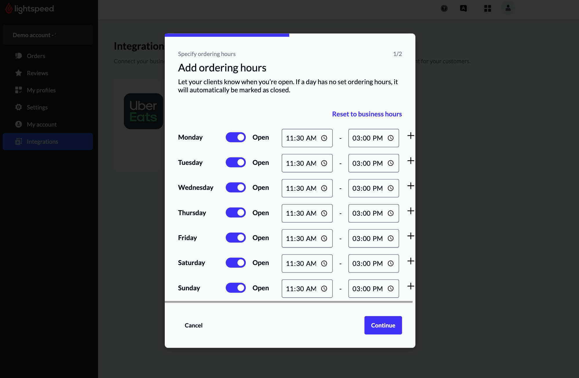Setting up the Uber Eats integration – Lightspeed Restaurant (K-Series)